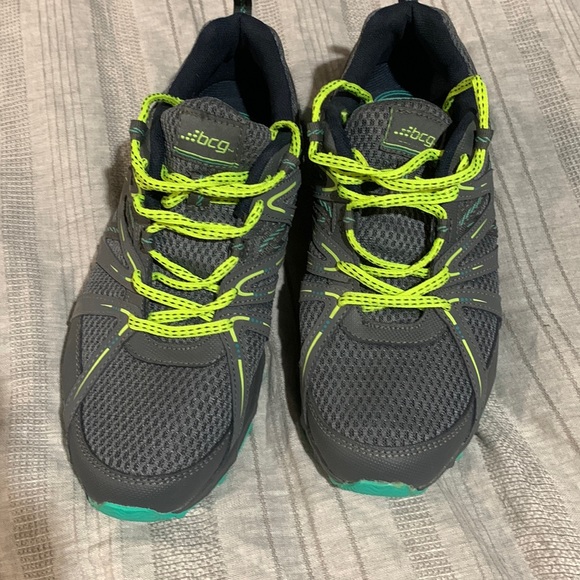 bcg | Shoes | Bcg Tennis Shoes Grey With Lime Green And Turquoise Outlines | Poshmark